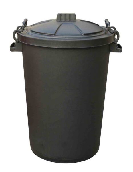 Black Robust Dustbin 80 litre complete with Clip On Lid