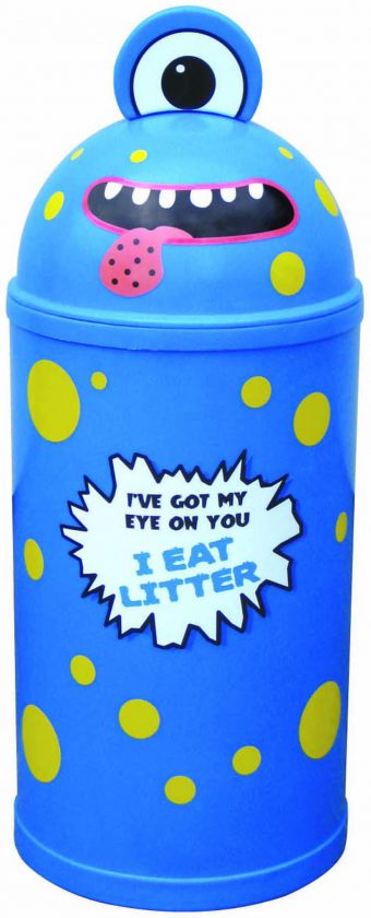 Monster Litter Bins Primary Education Playground Classroom Light Blue